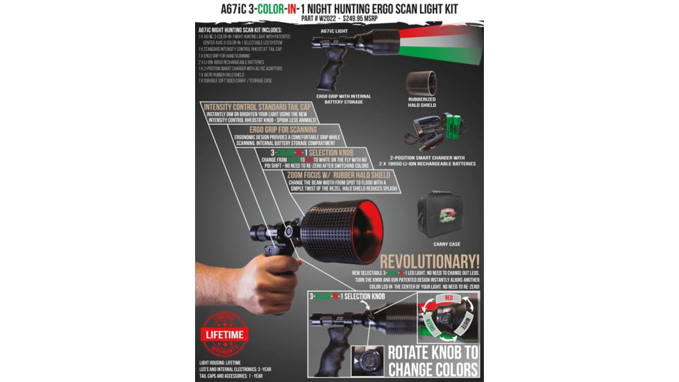 Wicked Hunting Lights A67iC 3-Color-In-1 Night Hunting Light Scan Kit ...